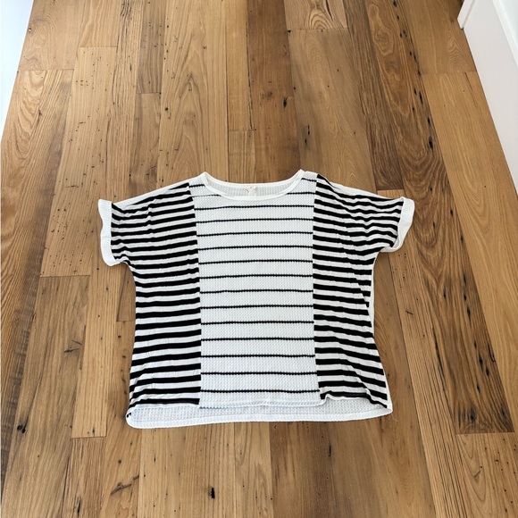 BiBi | Tops | Bibi Black And White Striped Short Sleeve Tee | Poshmark